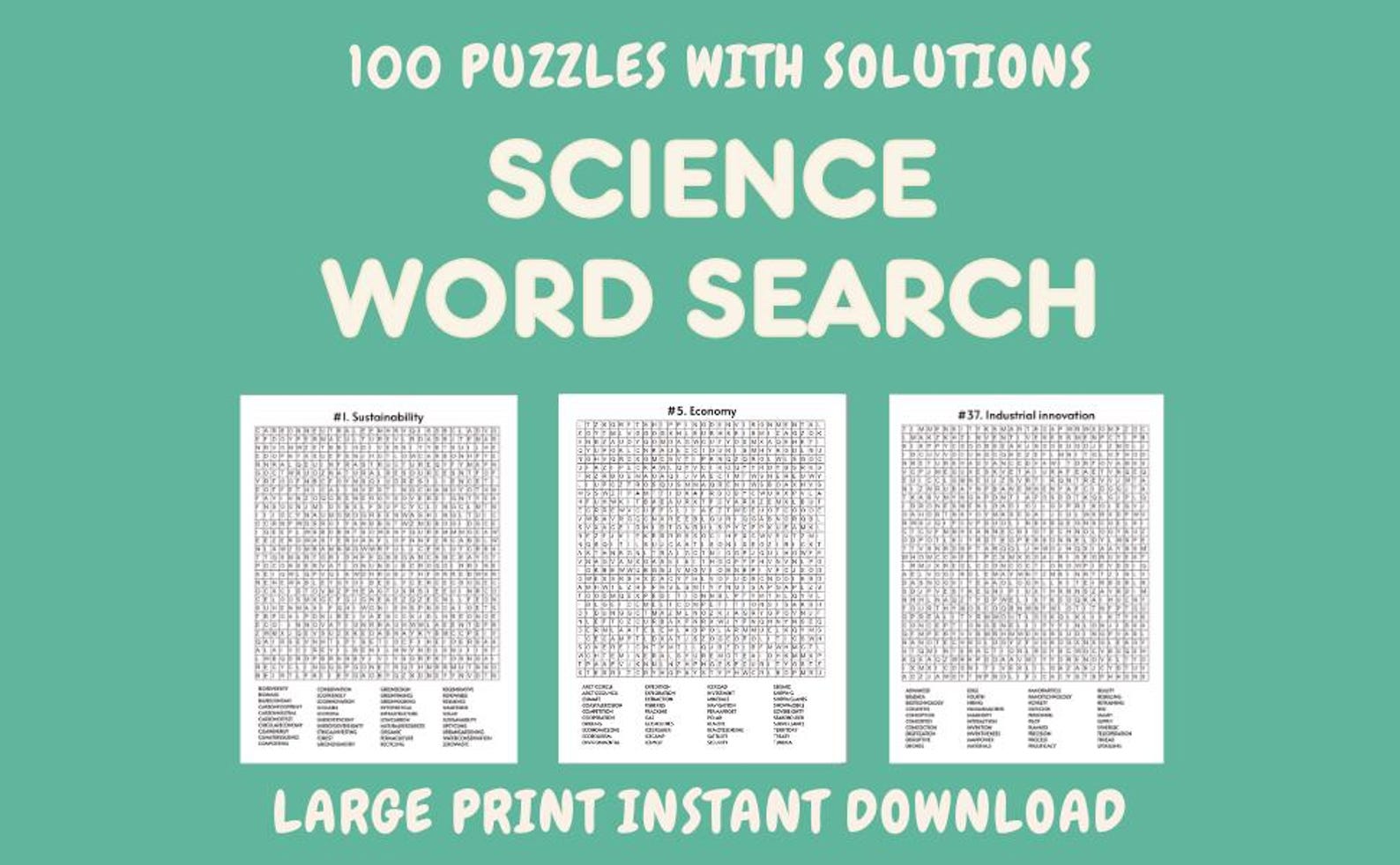 100 Science and Innovation Word Search Puzzles Bundle With Solutions - Etsy