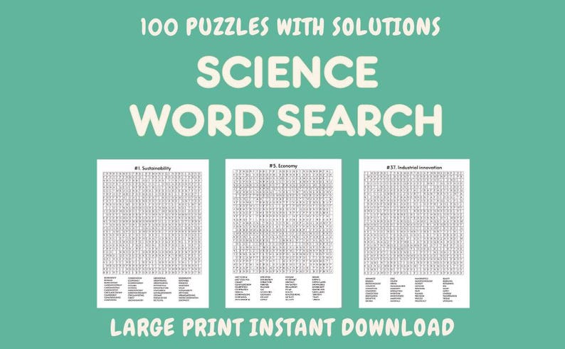 100 Science and Innovation Word Search Puzzles Bundle With Solutions - Etsy