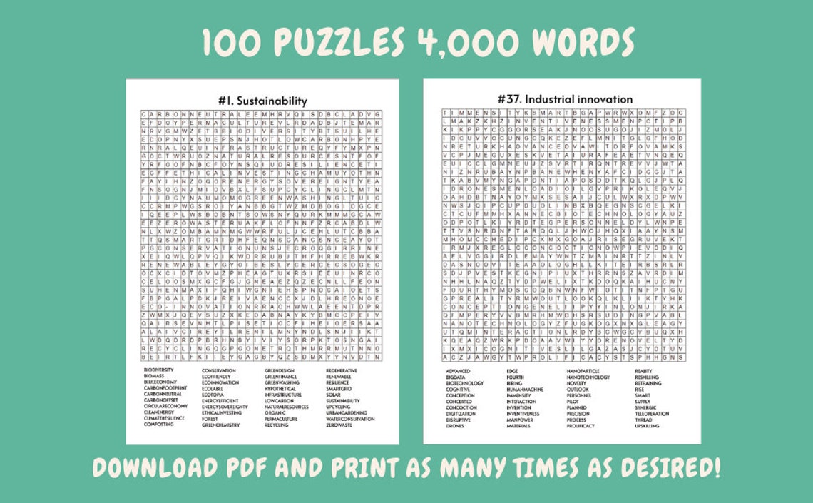 100 Science and Innovation Word Search Puzzles Bundle With Solutions - Etsy