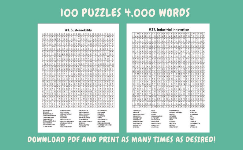 100 Science and Innovation Word Search Puzzles Bundle With Solutions - Etsy