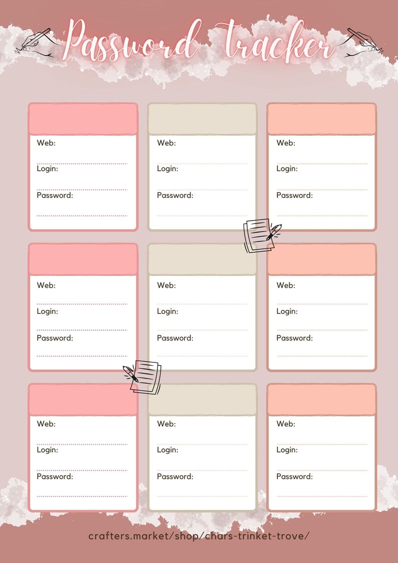 Simple Password Tracker Printable, Password Organizer, Password Keeper ...