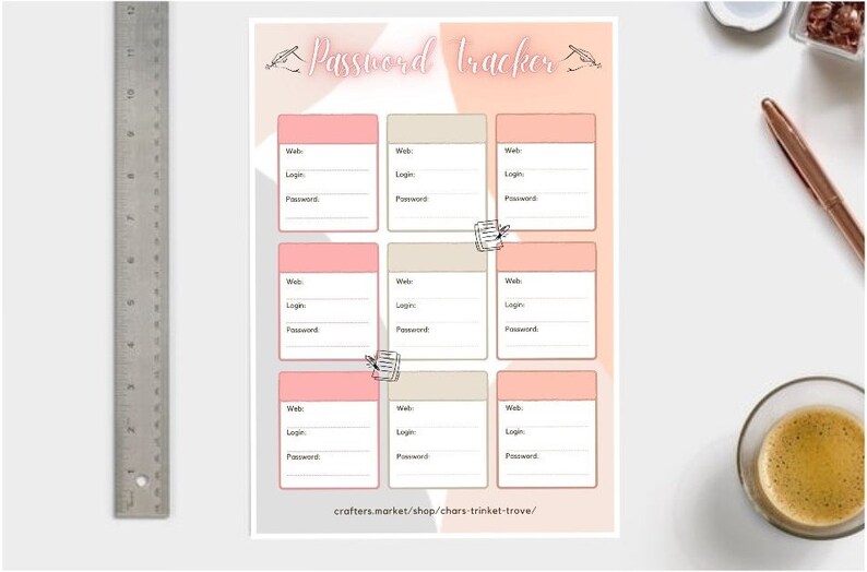 Simple Password Tracker Printable, Password Organizer, Password Keeper ...