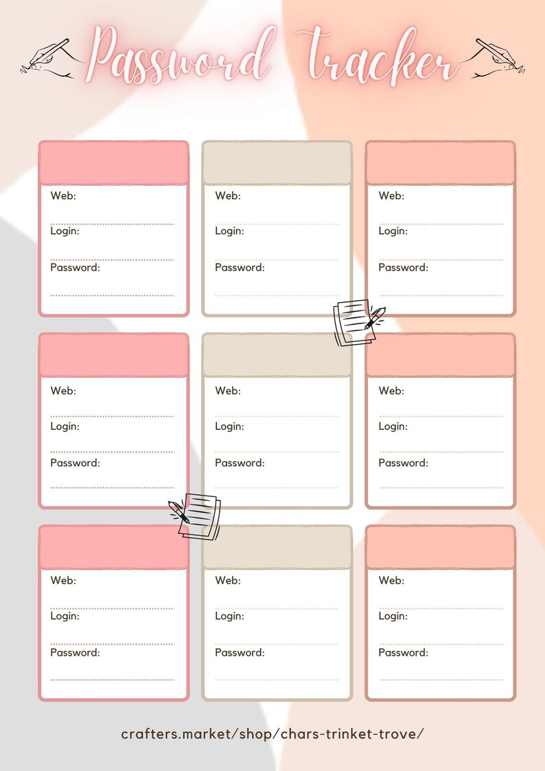 Simple Password Tracker Printable, Password Organizer, Password Keeper ...