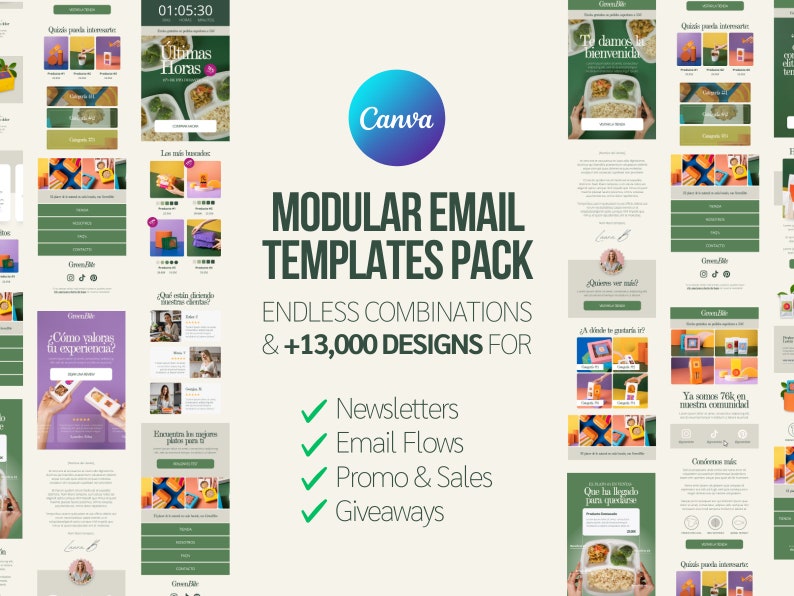Modular Email Templates Pack / 30 Combinable Blocks / Easily Editable ...