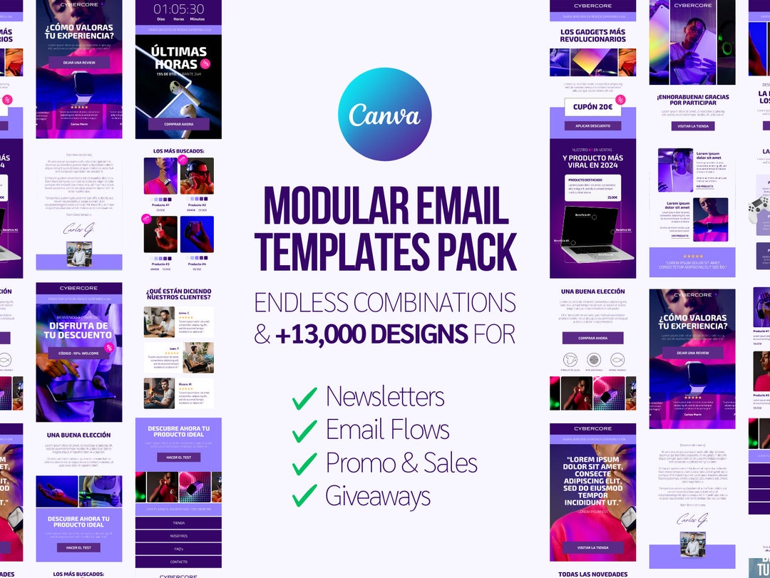Modular Email Templates Pack / 30 Combinable Blocks / Easily Editable ...