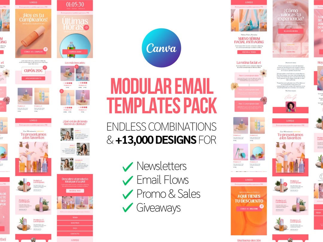 Modular Email Templates Pack / 30 Combinable Blocks / Easily Editable ...
