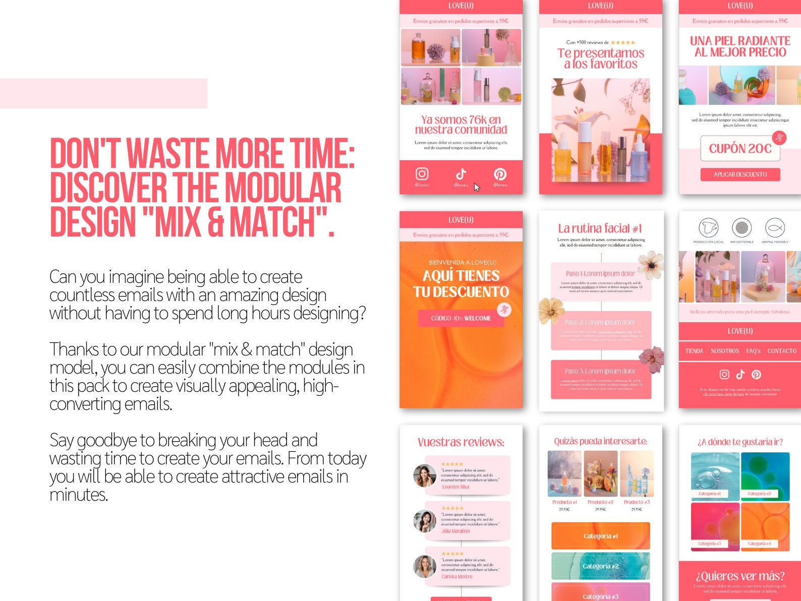Modular Email Templates Pack / 30 Combinable Blocks / Easily Editable ...
