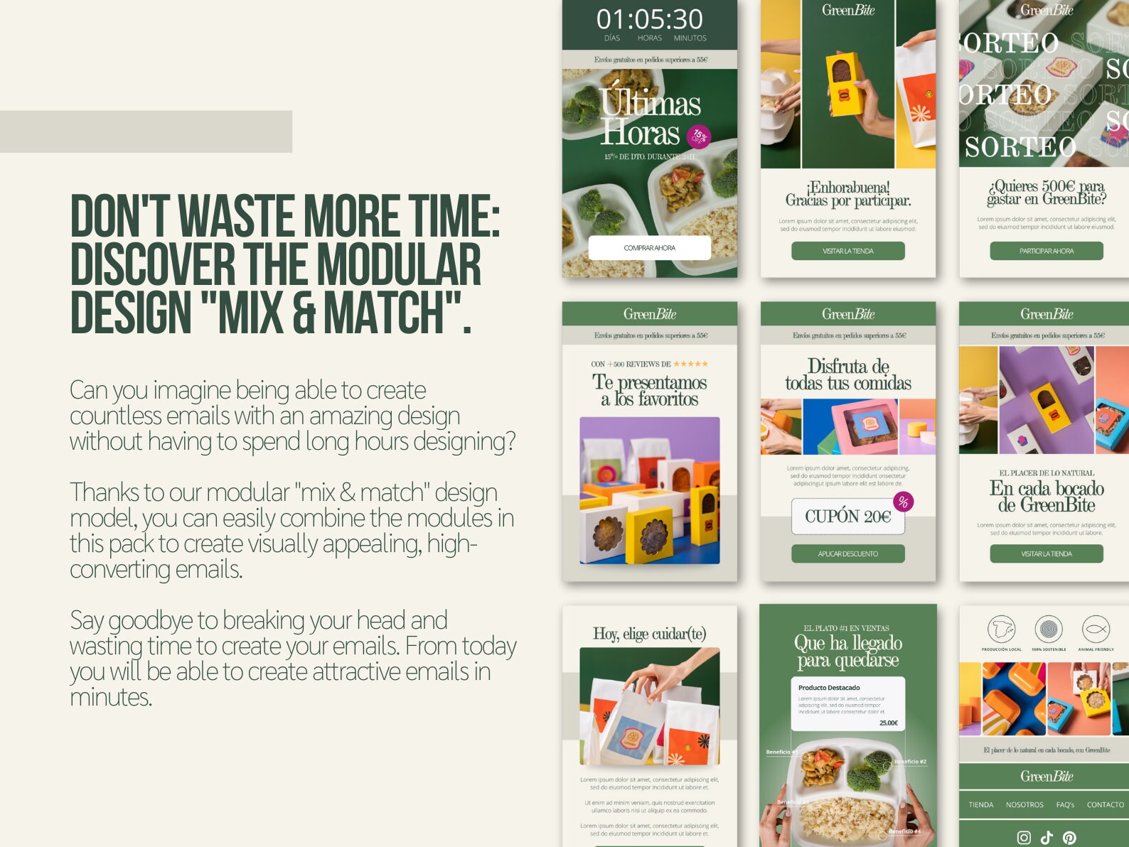 Modular Email Templates Pack / 30 Combinable Blocks / Easily Editable ...