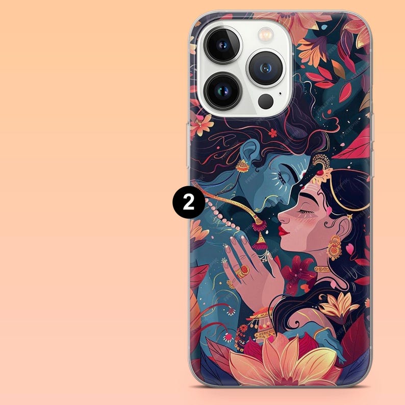 Indian Art Phone Case Hindu Krishna Cover for iPhone 16, 15, 14, 13, 12 ...