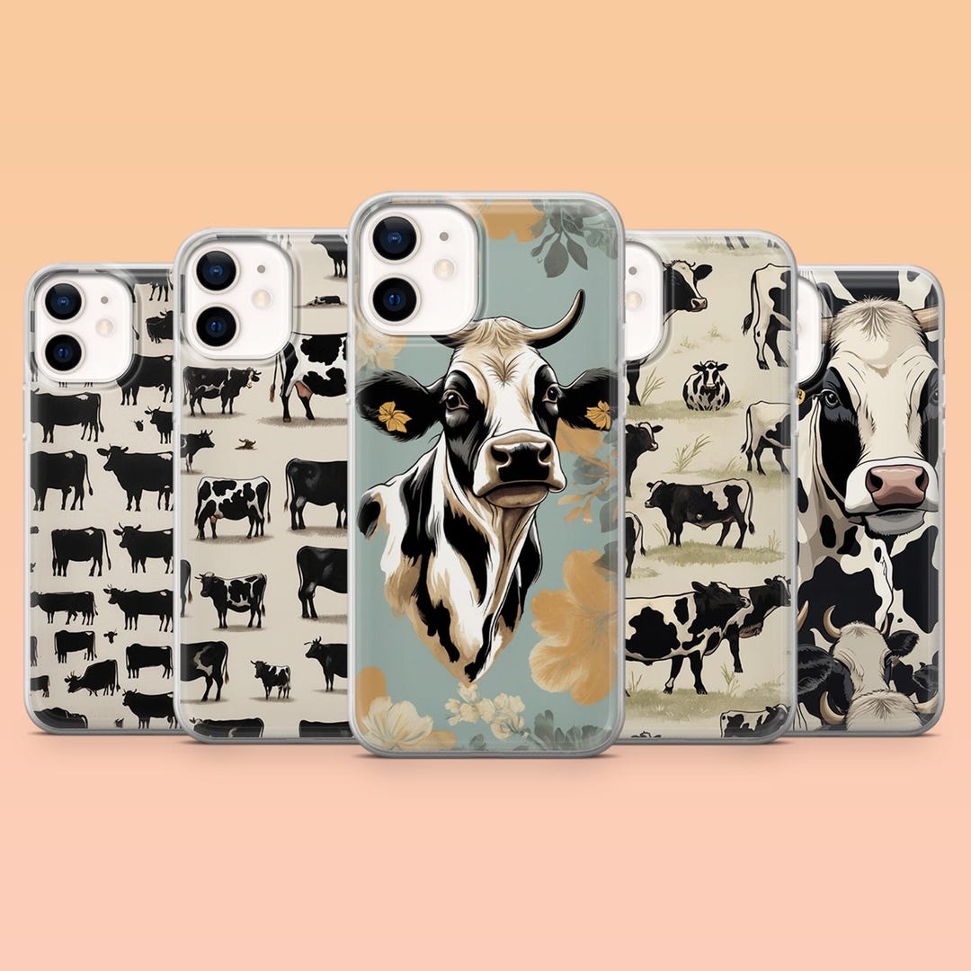 Cow Phone Case Cattle Animal Cover for iPhone 16, 15, 14, 13, 12 ...