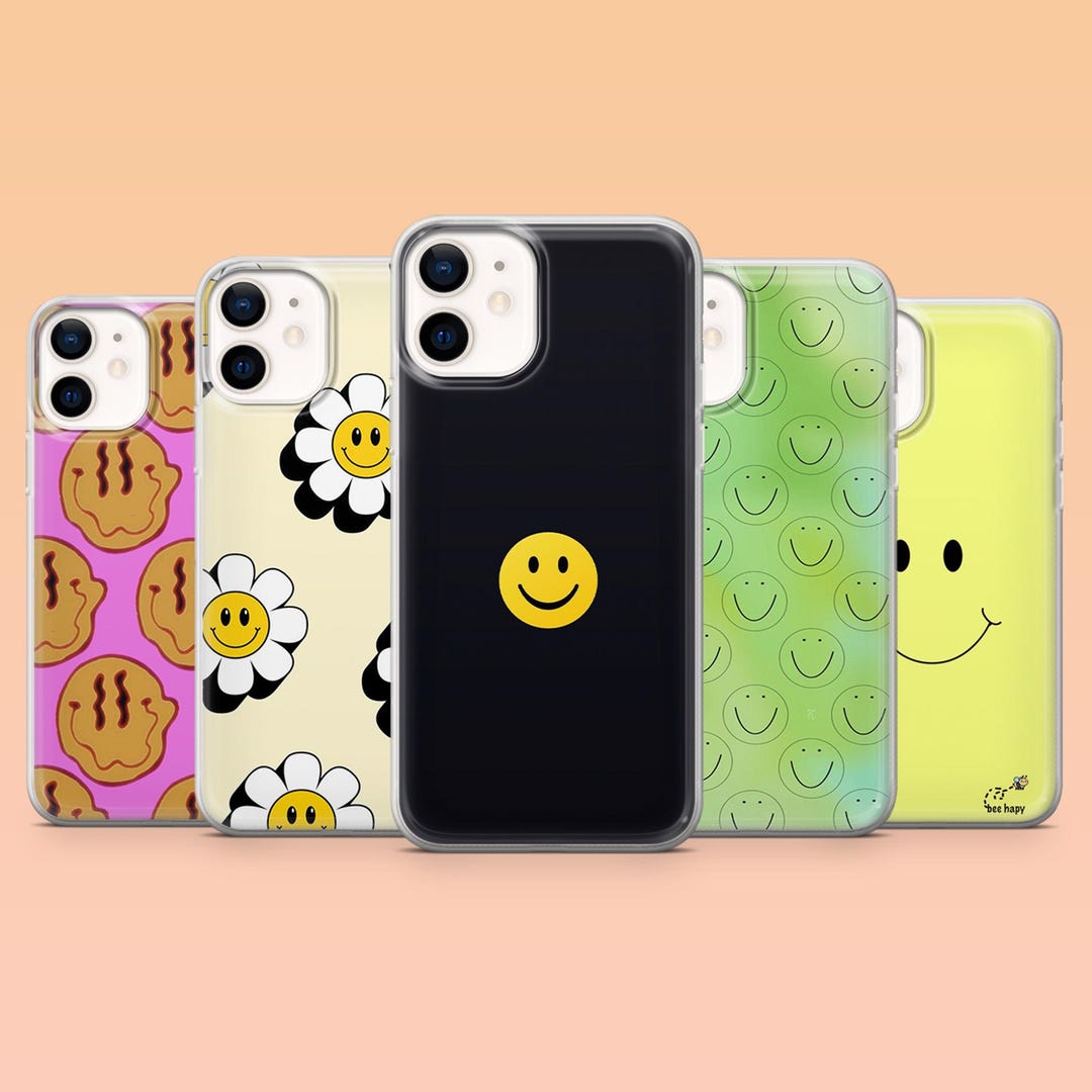 Smiley Face Phone Case Funny Happy Cover for iPhone 16, 15, 14, 13, 12 ...