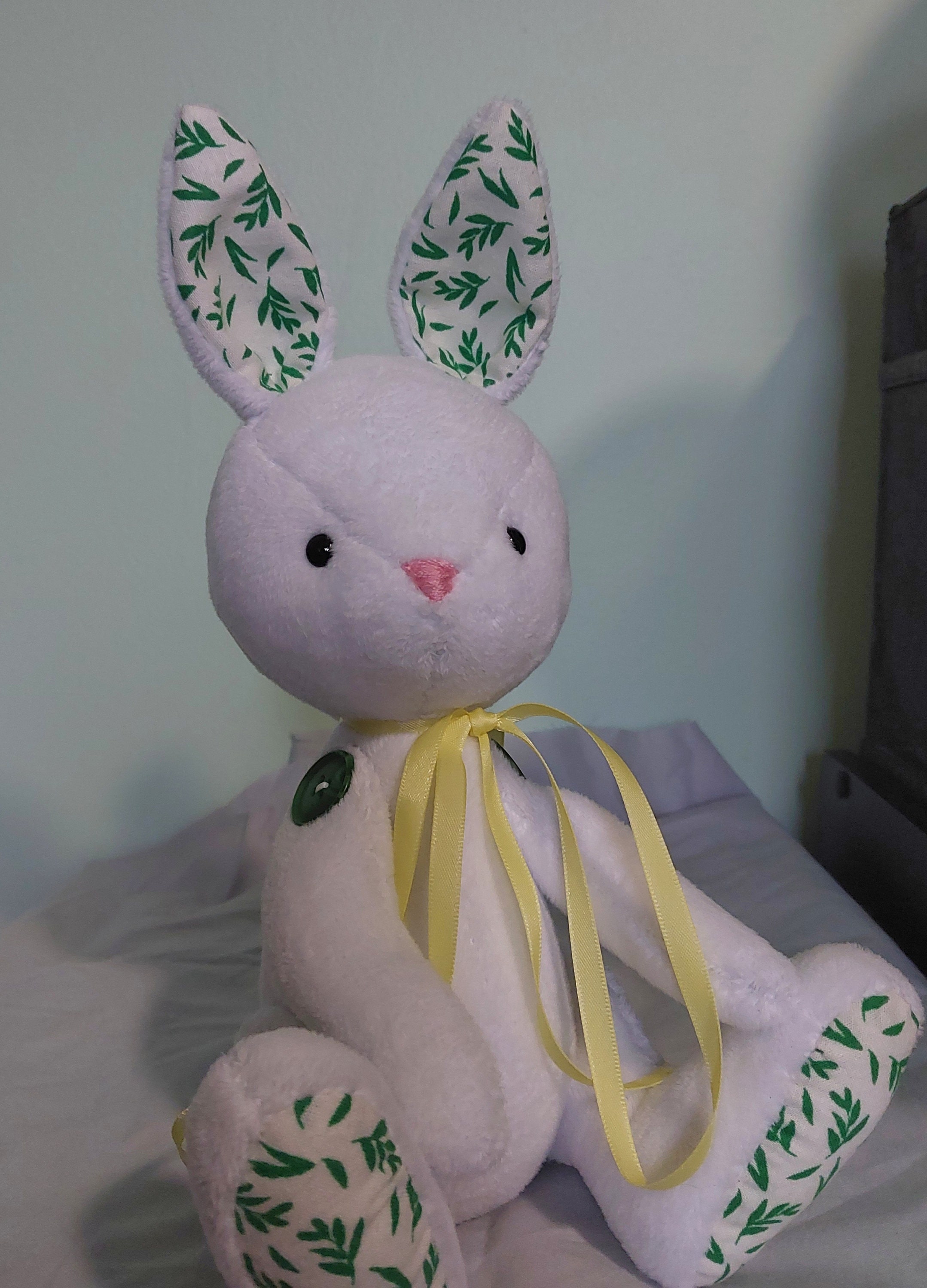 Button Jointed Plush White Rabbit - Etsy
