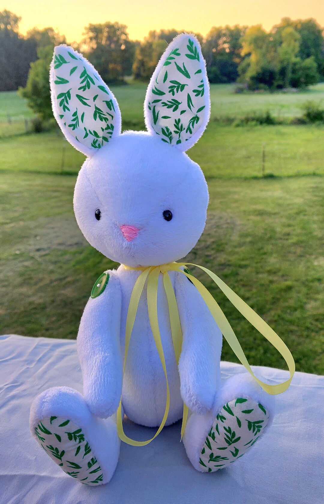 Button Jointed Plush White Rabbit - Etsy