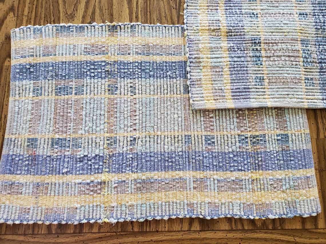 Handwoven Placemats and Table Runner in Blues and Yellows Using the Rag ...