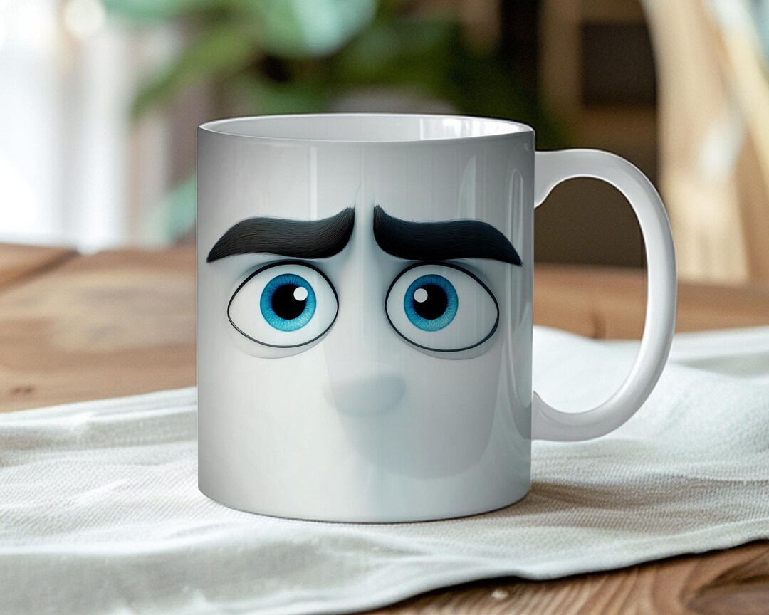 3D Funny Face Mug Wrap, Sublimation Design Mug Wrap Template PNG, 11oz ...