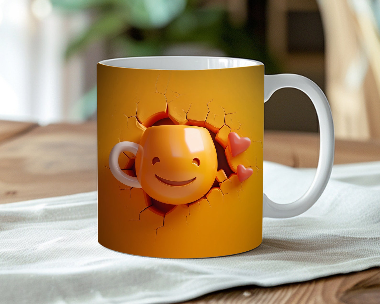 3D Effect Coffee Mug Face Emoji Emotions Mug Wrap, 11 Oz & 15 Oz Funny ...