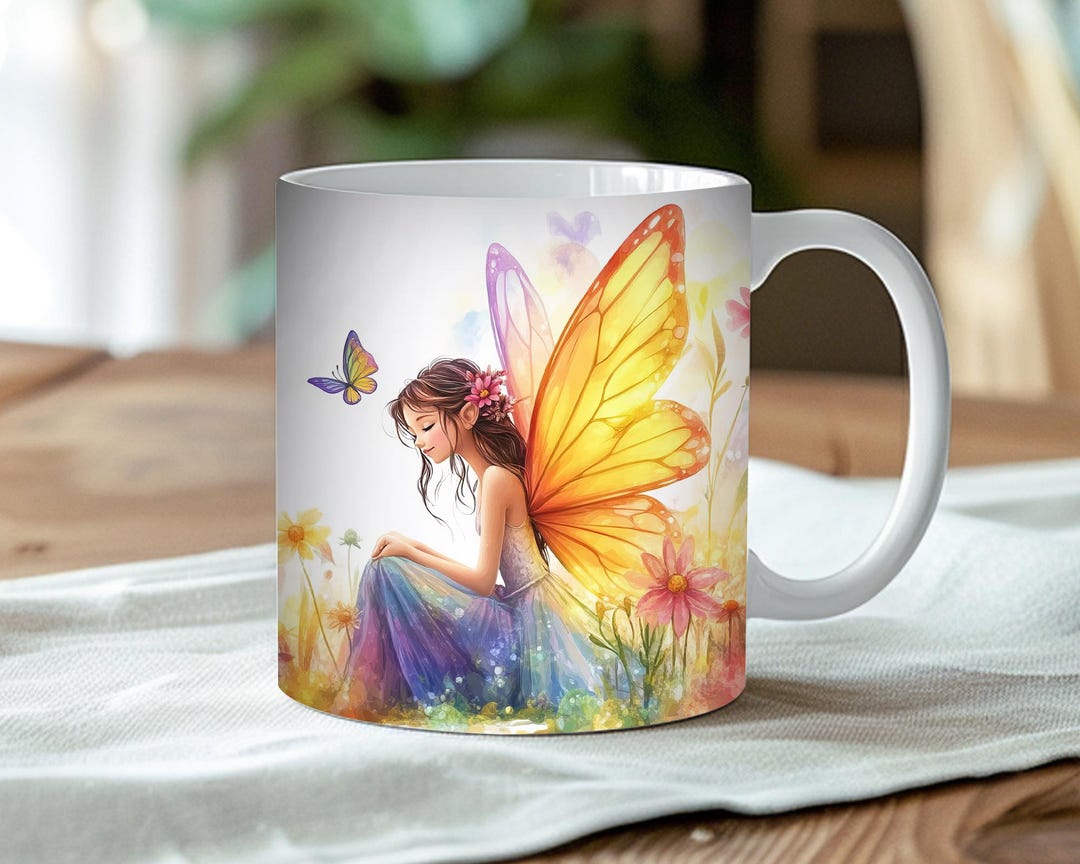 Fairy Mug Wrap Png, Mug Sublimation Designs, Fairy With Flowers Mug ...
