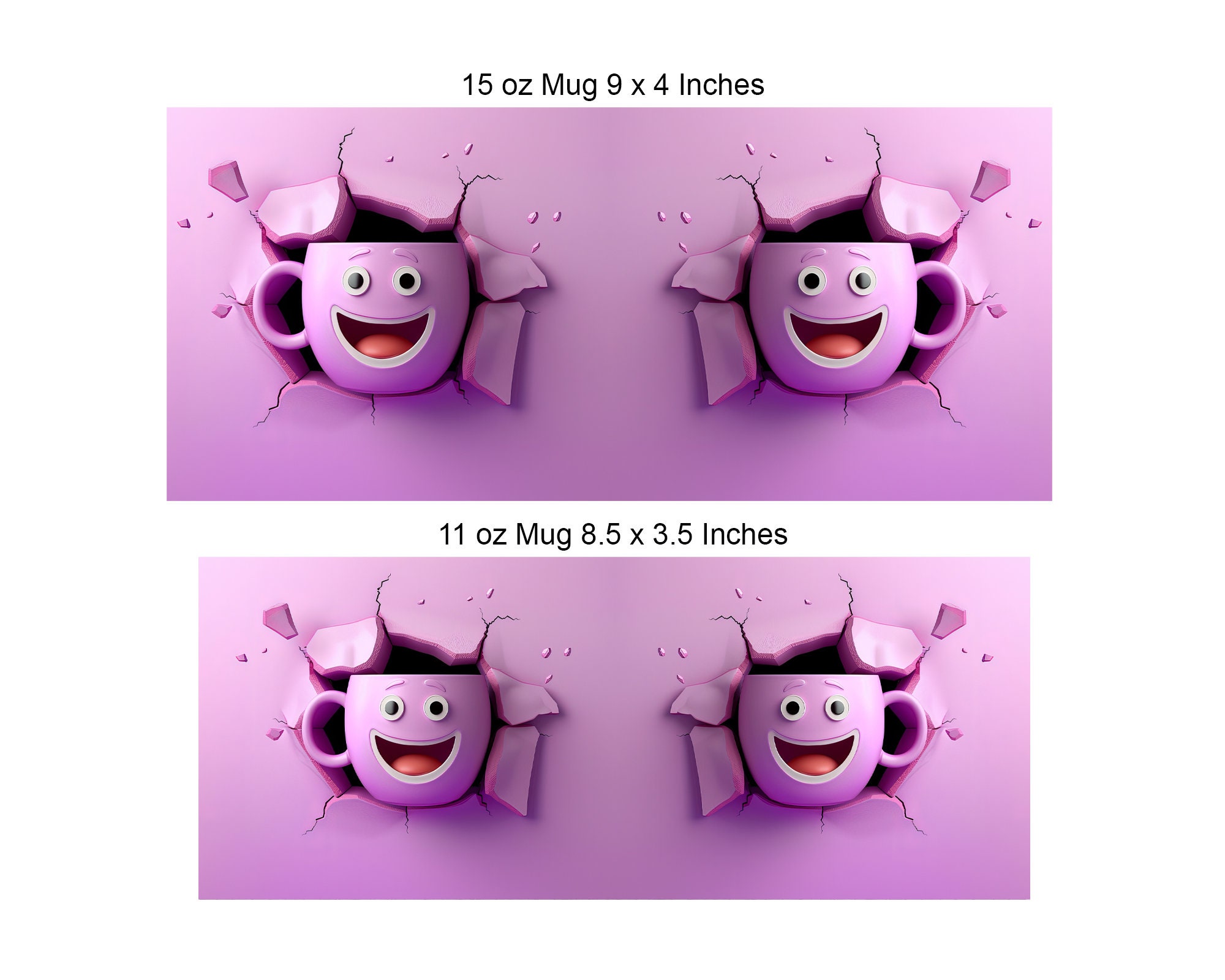 3D Effect Coffee Mug Face Emoji Emotions Mug Wrap, 11 Oz & 15 Oz Funny ...