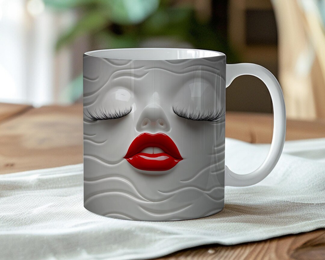 3D Funny Face Mug Wrap 11oz & 15oz Mug Template, Flower Mug Sublimation ...