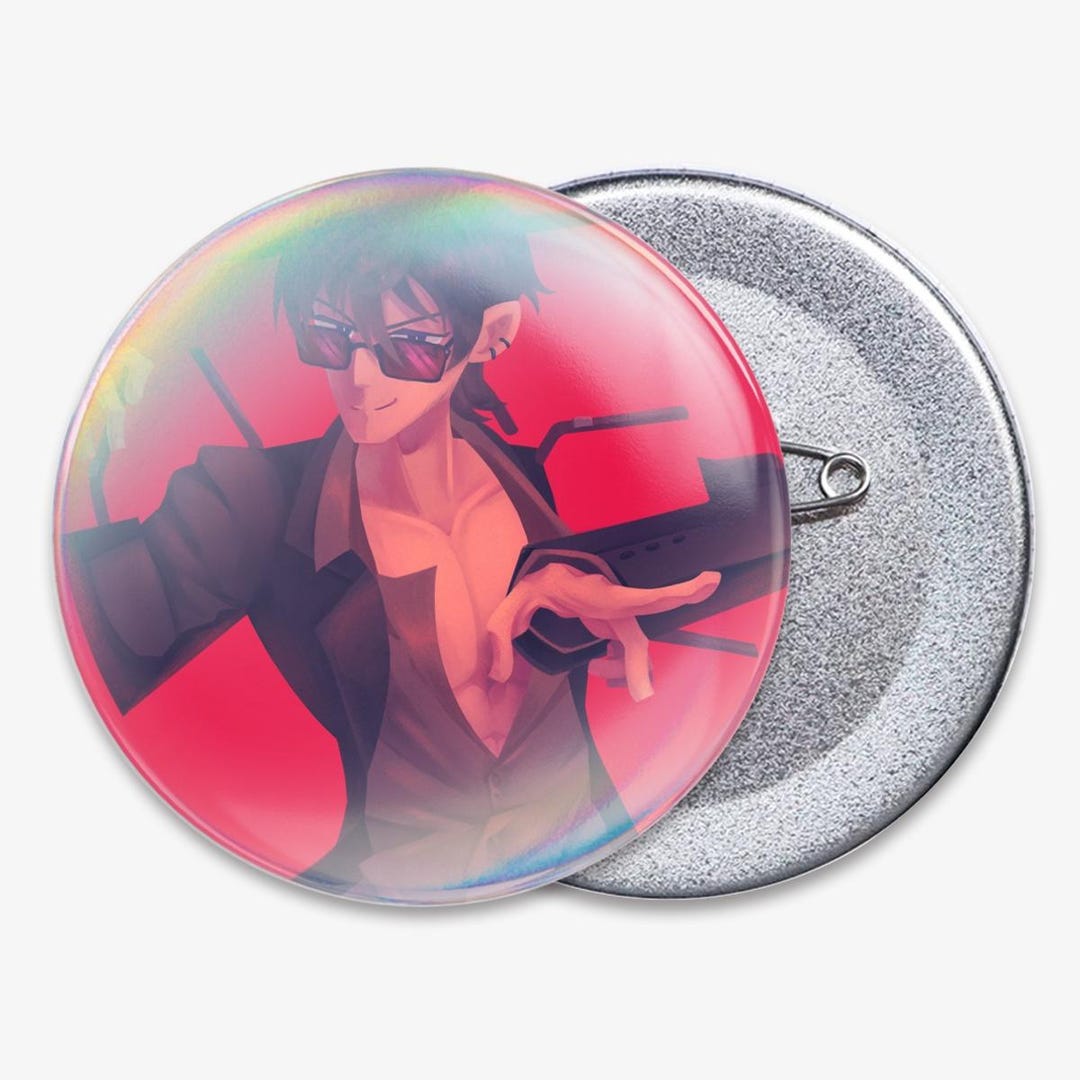 Trigun Stampede / 90s Holographic Button Pins 90s Vash, Tristamp ...