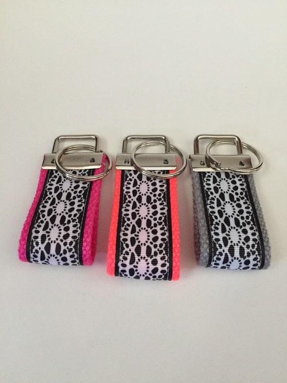Items similar to Black Lace, Key Fob, Key Chain, Cotton Webbing ...