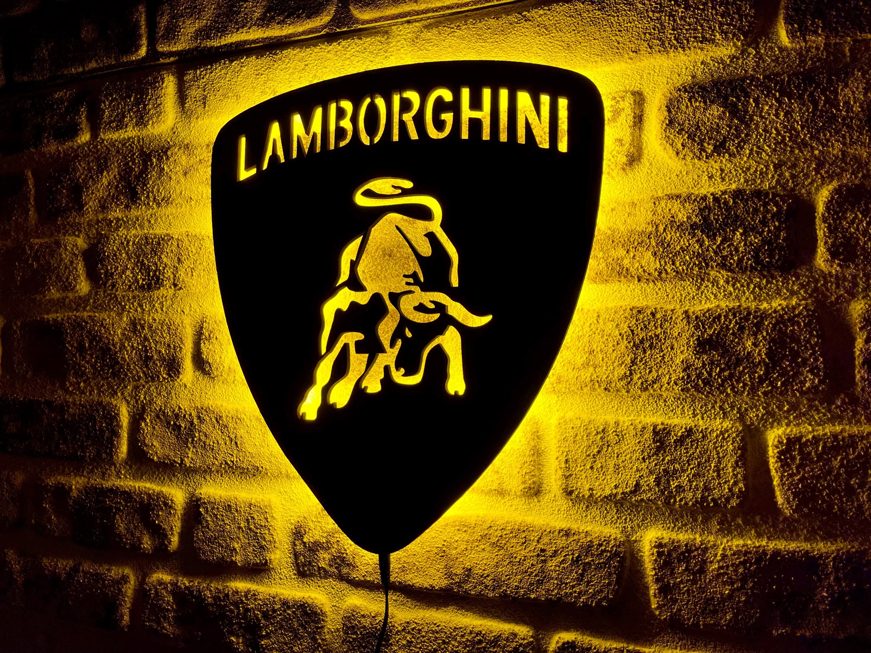 Lamborghini Logo LED Sign, Luxury Car Emblem Backlit Wall Art ...