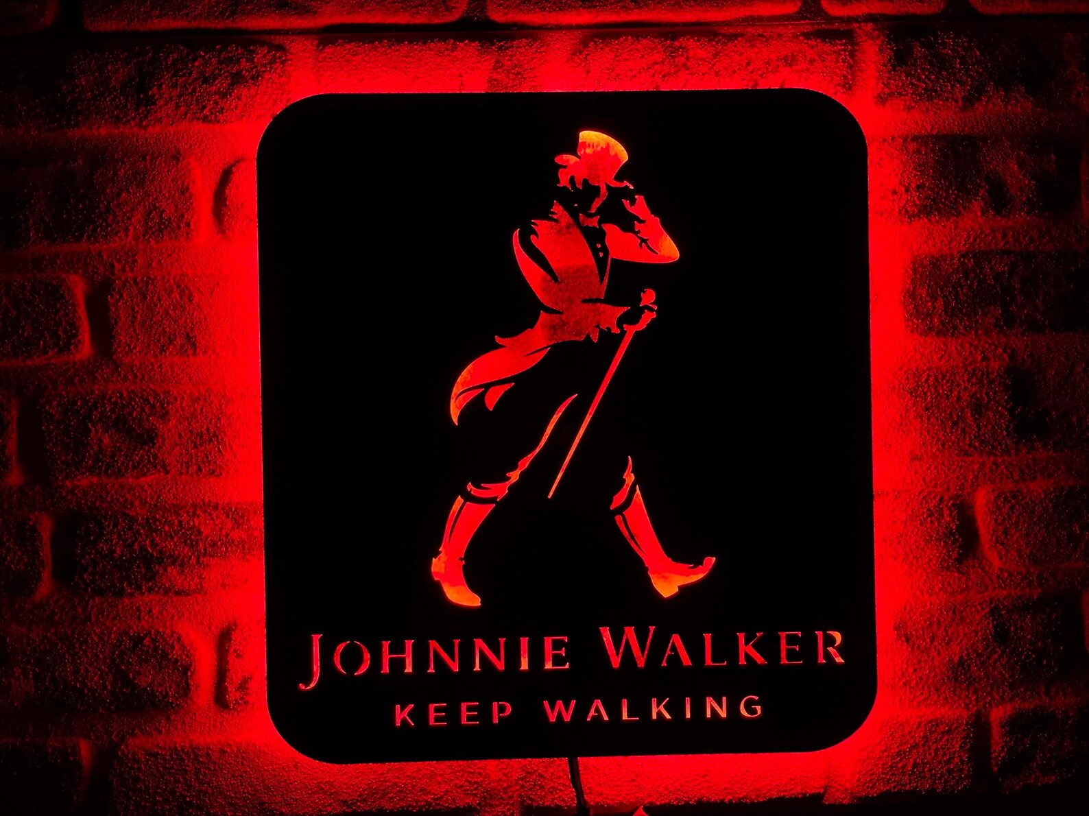 Johnnie Walker Lighted up Wall Art, RGB Led 16 COLORS Control Wooden ...