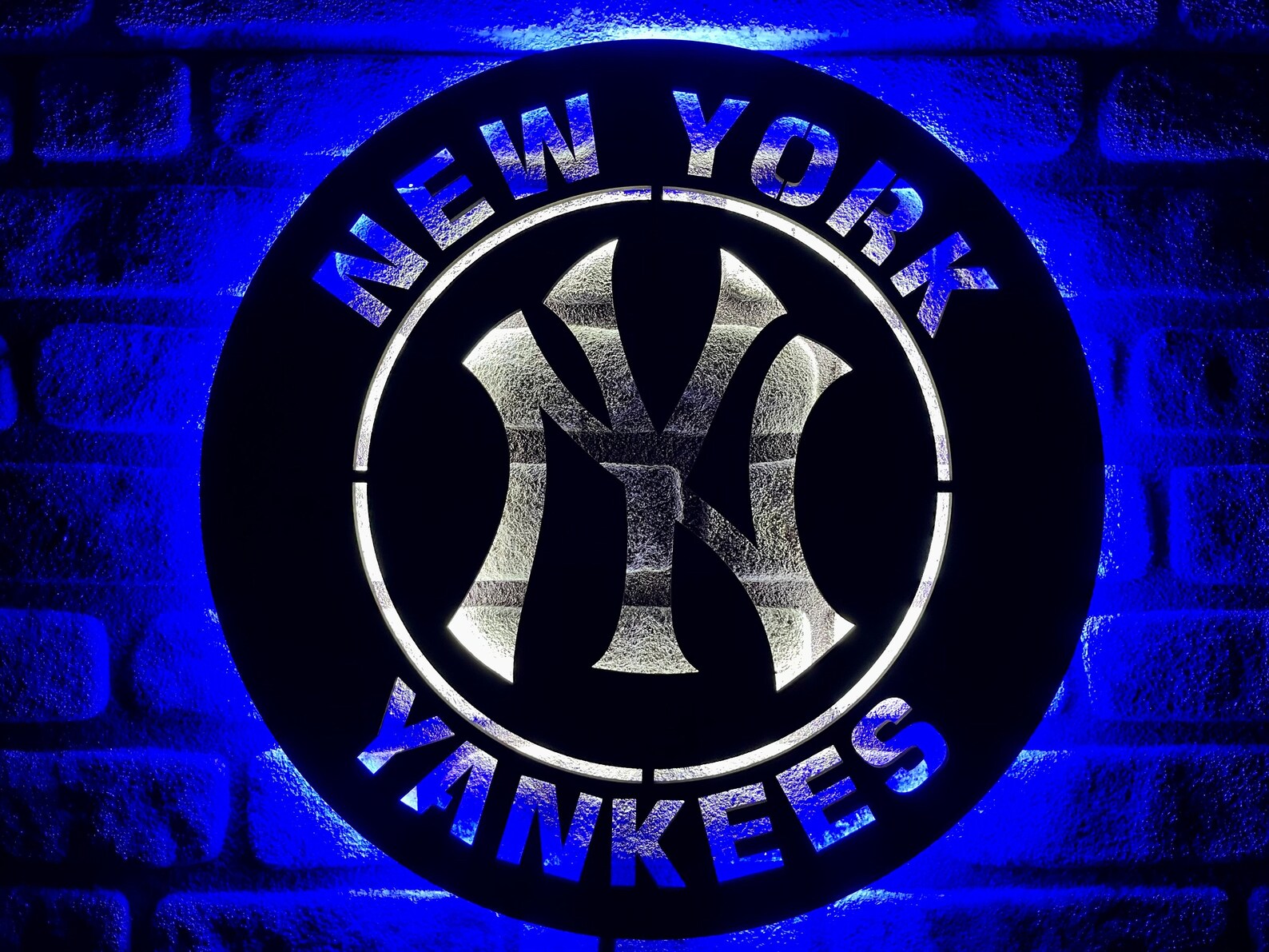 New York Yankees Led Sign, Yankees Led Light, Wood Wall Decor, Handmade ...