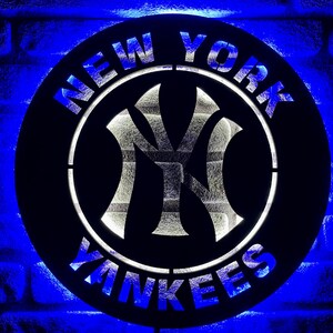 New York Yankees Led Sign, Yankees Led Light, Wood Wall Decor, Handmade ...