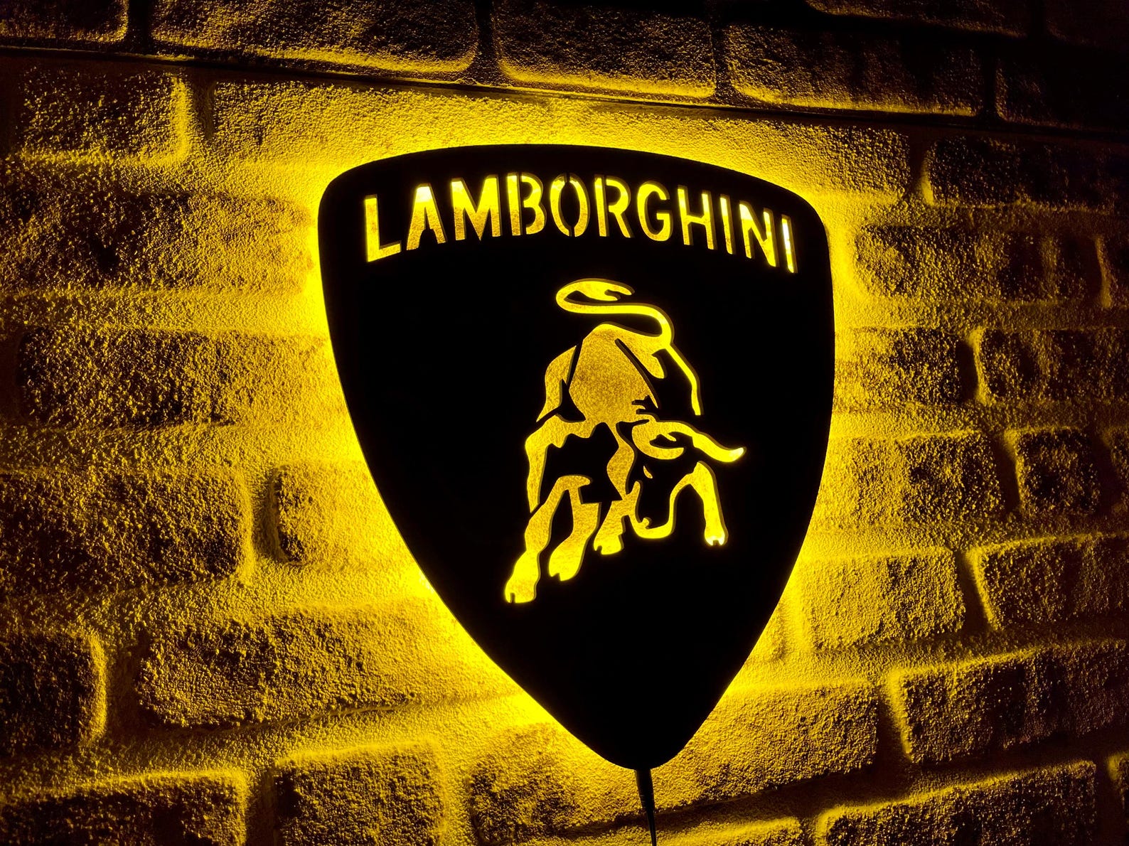 Lamborghini Logo LED Sign, Luxury Car Emblem Backlit Wall Art ...