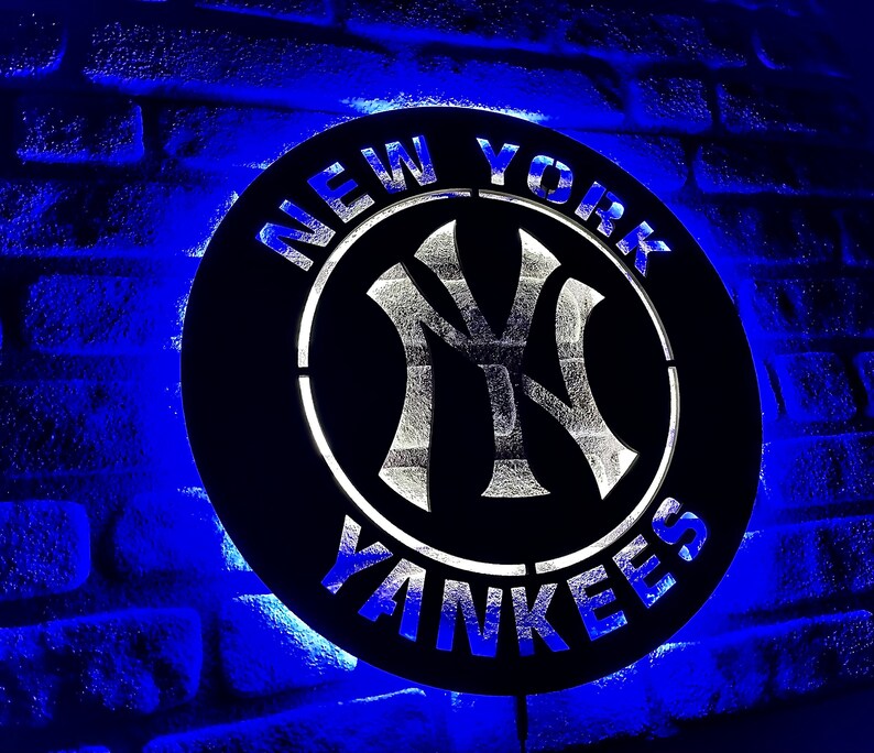 New York Yankees Led Sign, Yankees Led Light, Wood Wall Decor, Handmade ...