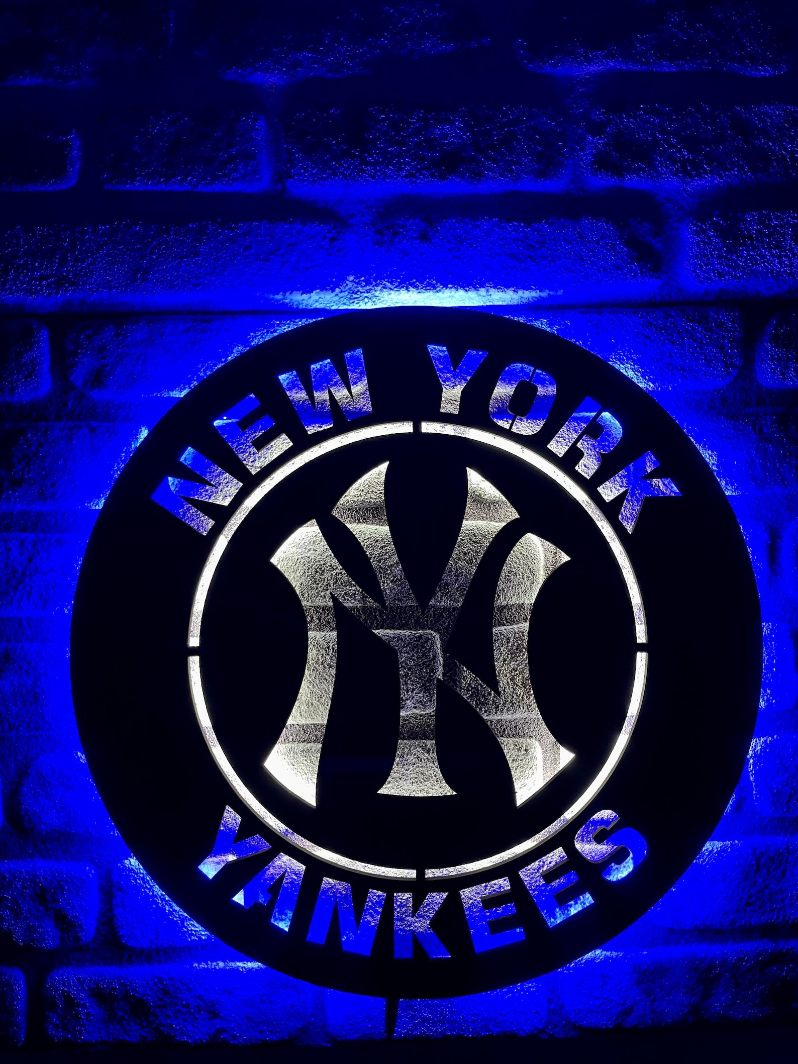 New York Yankees Led Sign, Yankees Led Light, Wood Wall Decor, Handmade ...