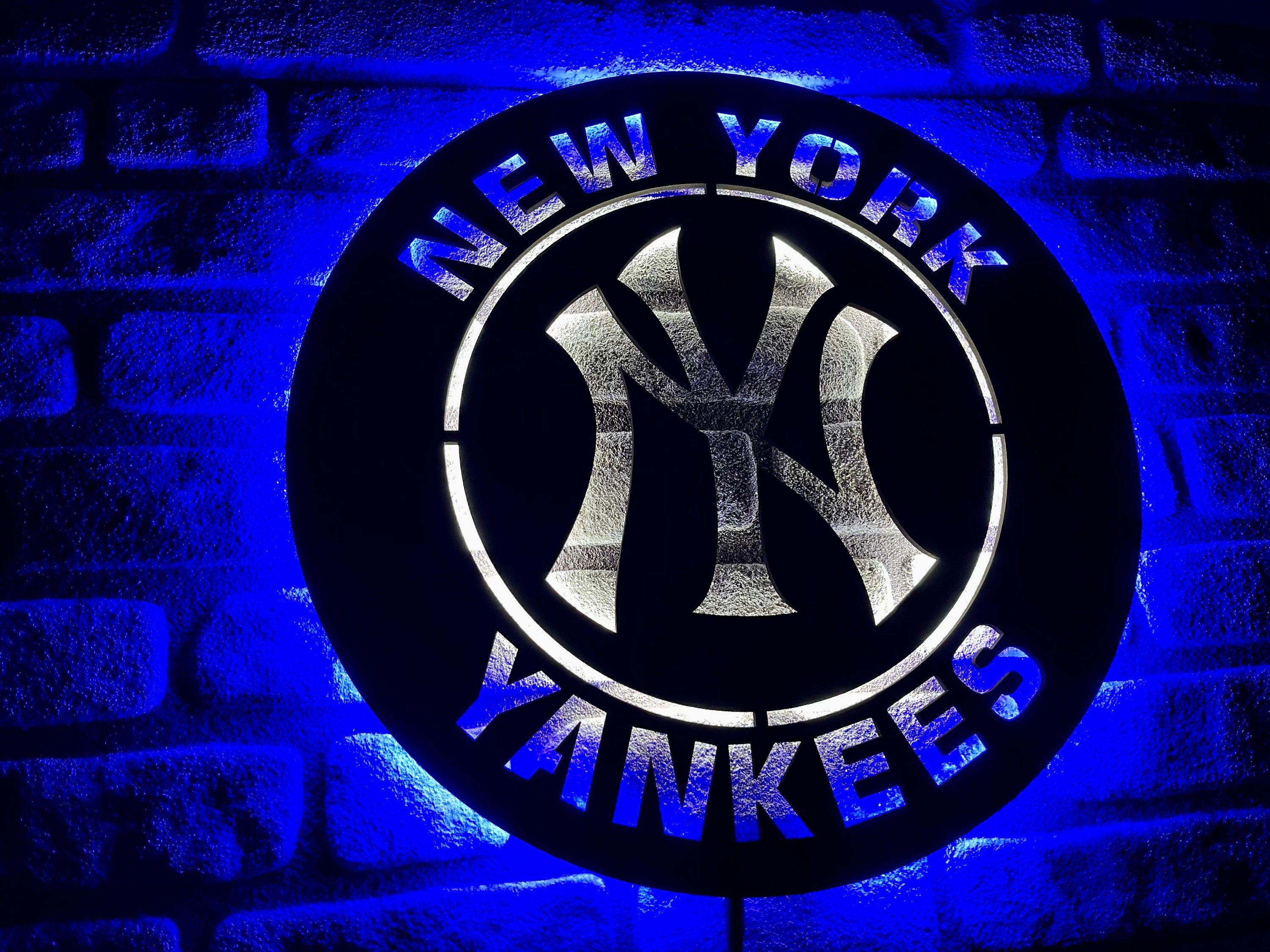 New York Yankees Led Sign, Yankees Led Light, Wood Wall Decor, Handmade ...