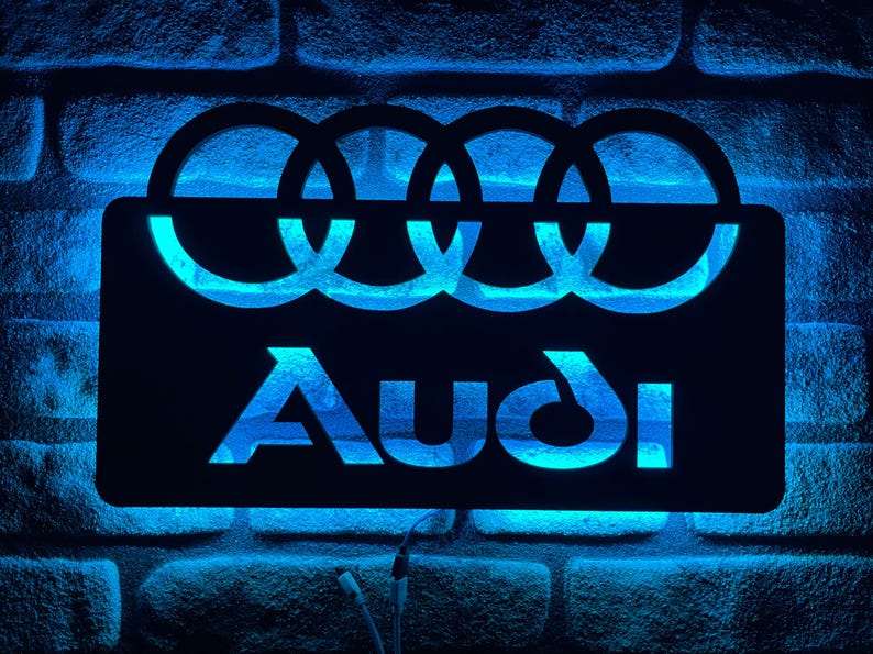 Audi Logo Led Sign, Audi Sign, Audi Rs Sign, Car Sign, Garage Decor ...