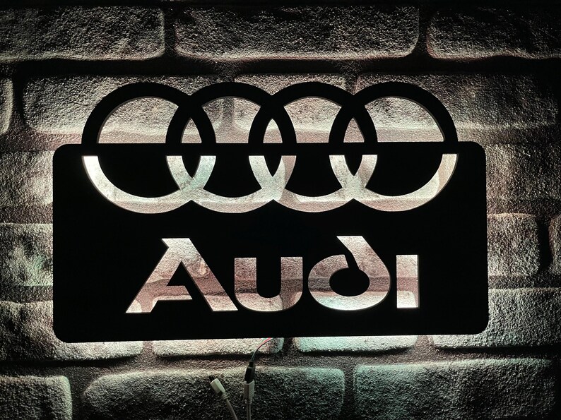 Audi Logo Led Sign, Audi Sign, Audi Rs Sign, Car Sign, Garage Decor ...