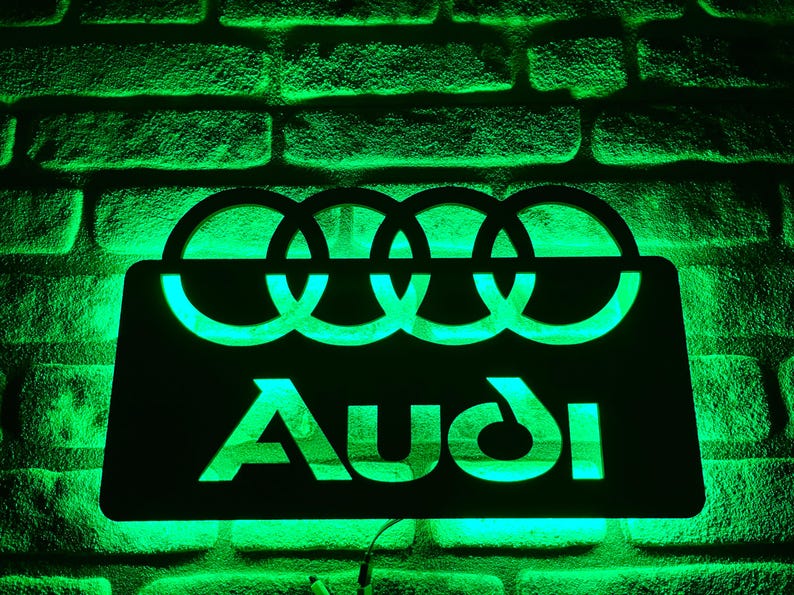 Audi Logo Led Sign, Audi Sign, Audi Rs Sign, Car Sign, Garage Decor ...
