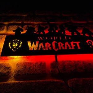 World of Warcraft Led Sign, World of Warcaft Led Light, Wood Wall Decor ...