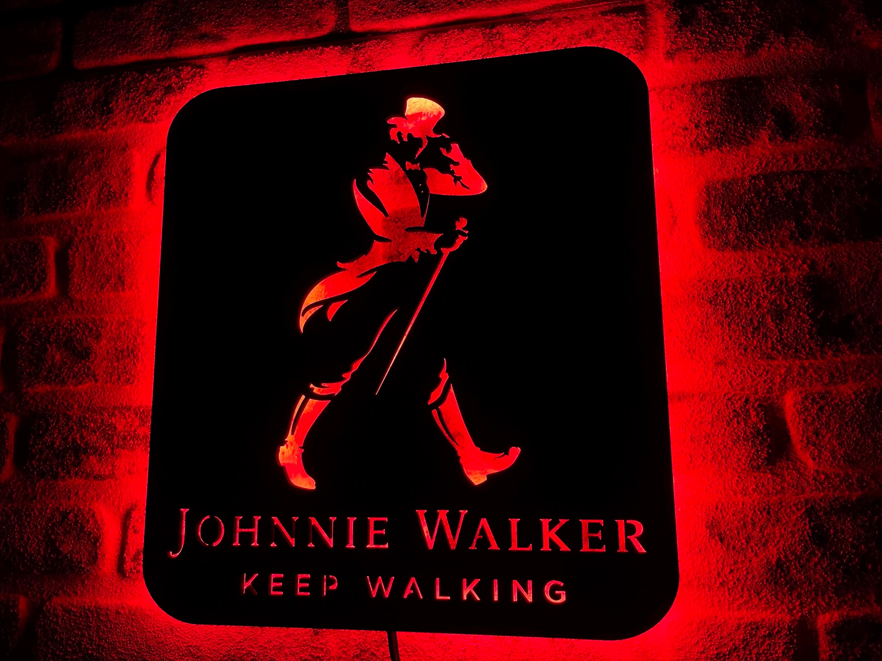 Johnnie Walker Lighted up Wall Art, RGB Led 16 COLORS Control Wooden ...