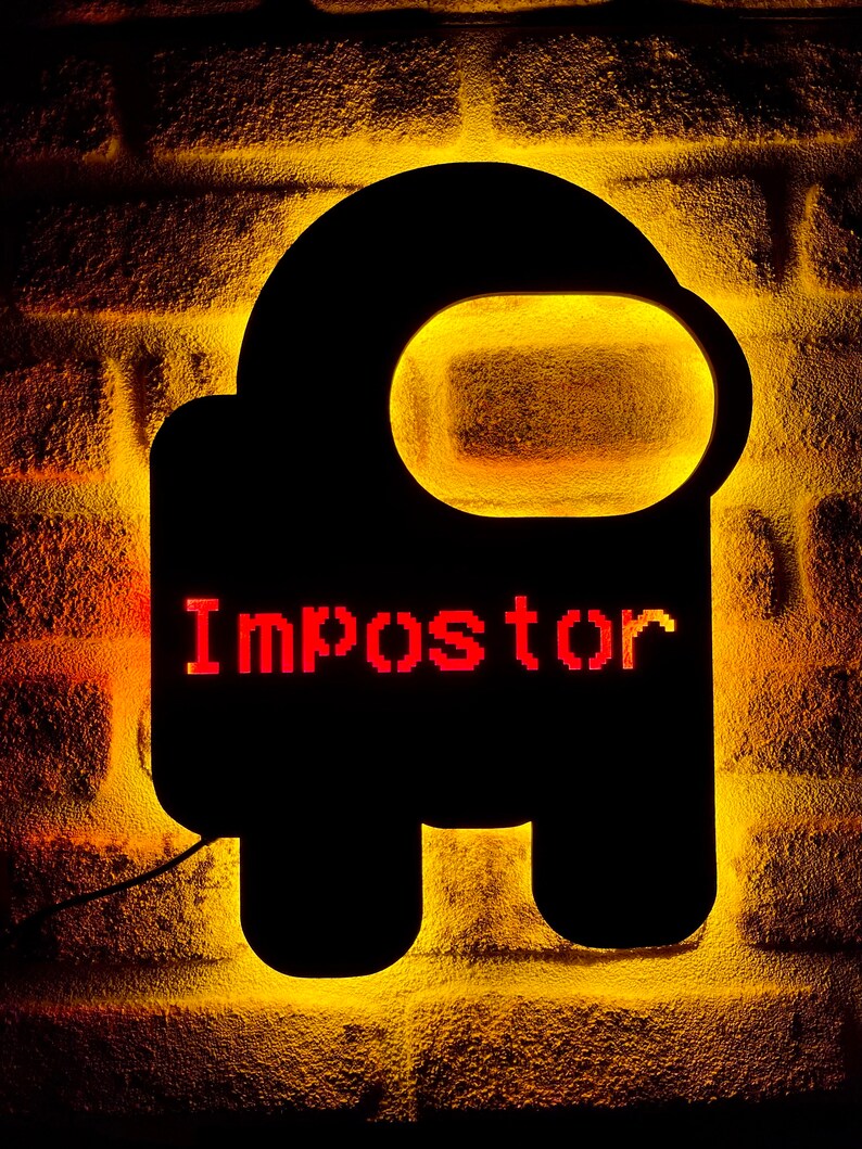 Among Us Led Sign, Among Us Led Light, Wood Wall Decor, Handmade Led ...