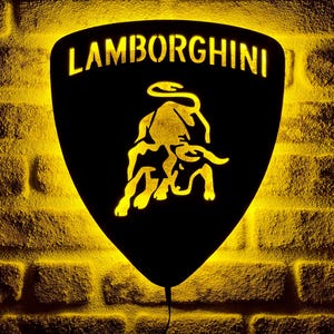 Lamborghini Logo LED Sign, Luxury Car Emblem Backlit Wall Art ...