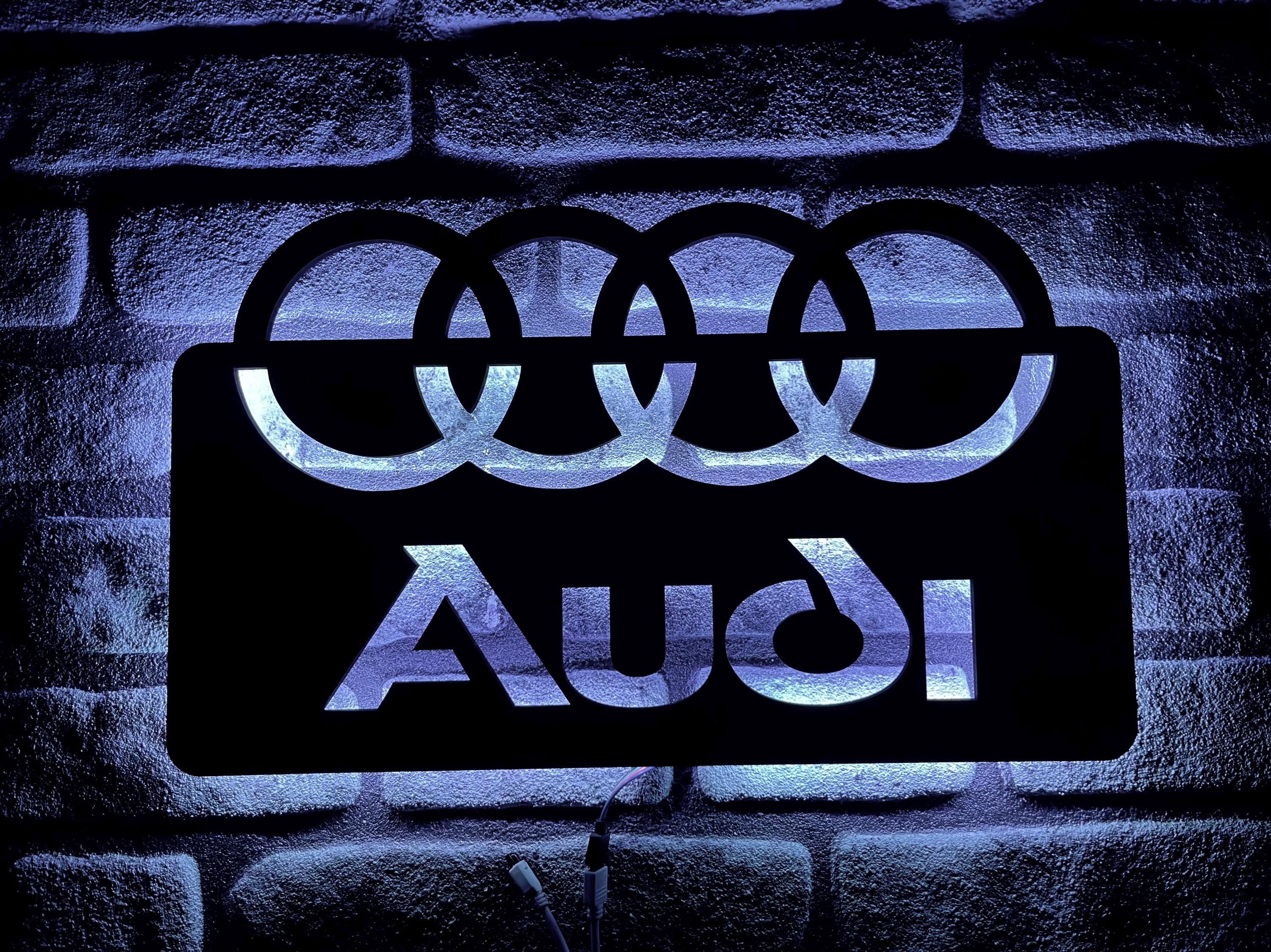 Audi Logo Led Sign, Audi Sign, Audi Rs Sign, Car Sign, Garage Decor ...