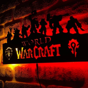 World of Warcraft Led Sign, World of Warcaft Led Light, Wood Wall Decor ...