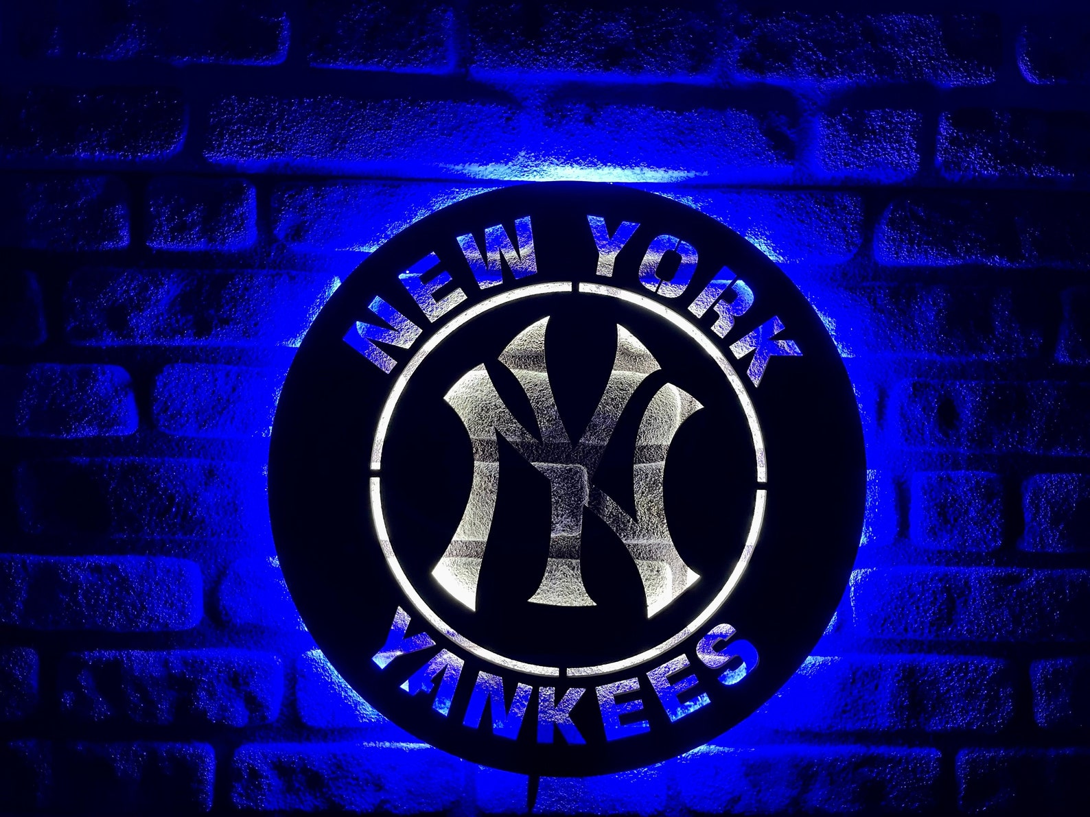 New York Yankees Led Sign, Yankees Led Light, Wood Wall Decor, Handmade ...