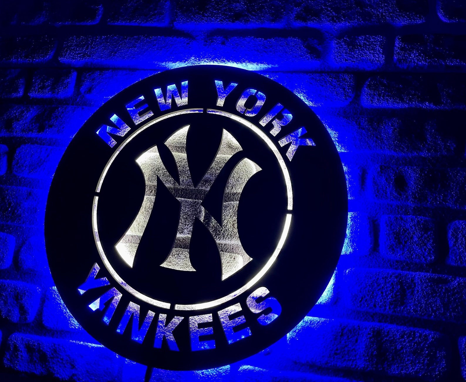 New York Yankees Led Sign, Yankees Led Light, Wood Wall Decor, Handmade ...