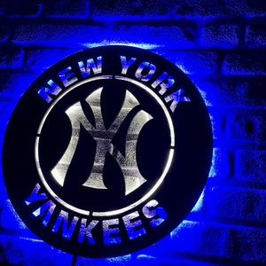 New York Yankees Led Sign, Yankees Led Light, Wood Wall Decor, Handmade ...