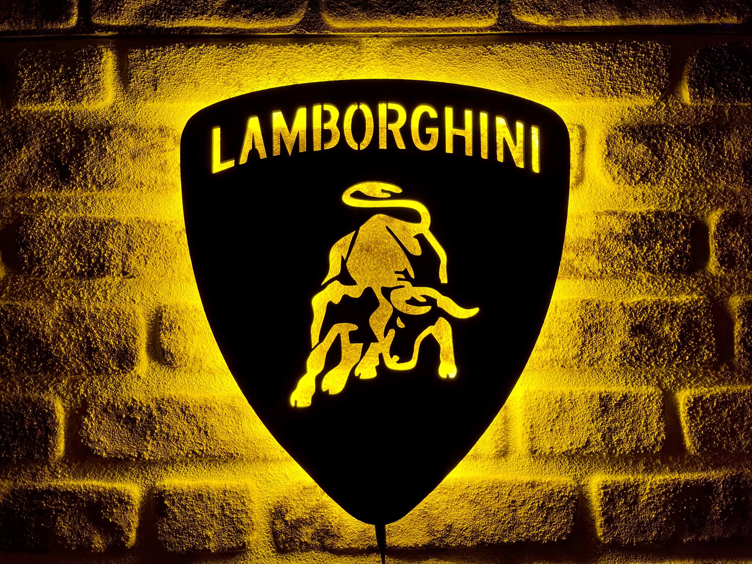 Lamborghini Logo LED Sign, Luxury Car Emblem Backlit Wall Art ...