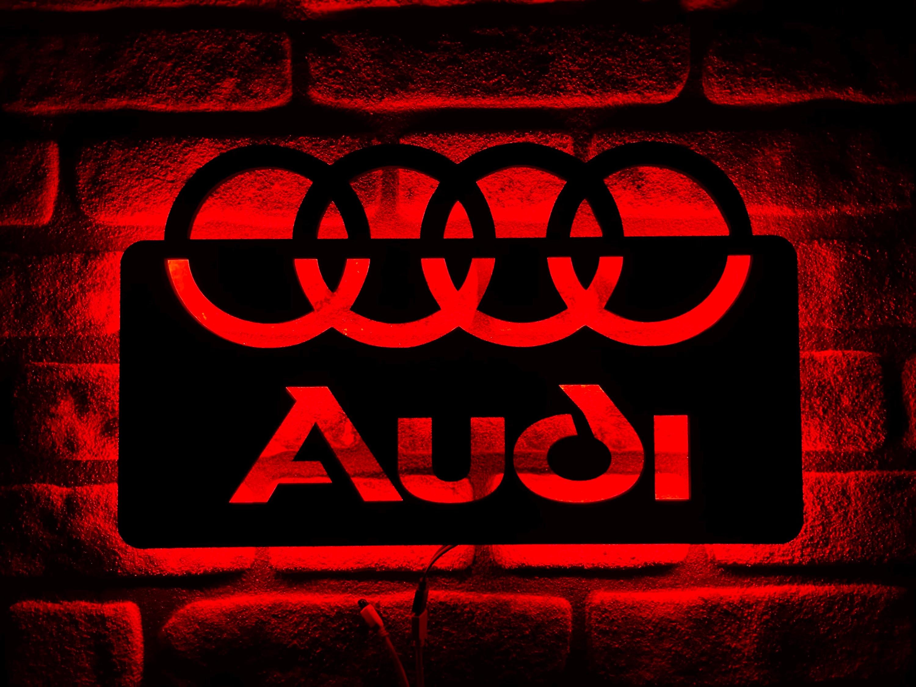 Audi Logo Led Sign, Audi Sign, Audi Rs Sign, Car Sign, Garage Decor ...