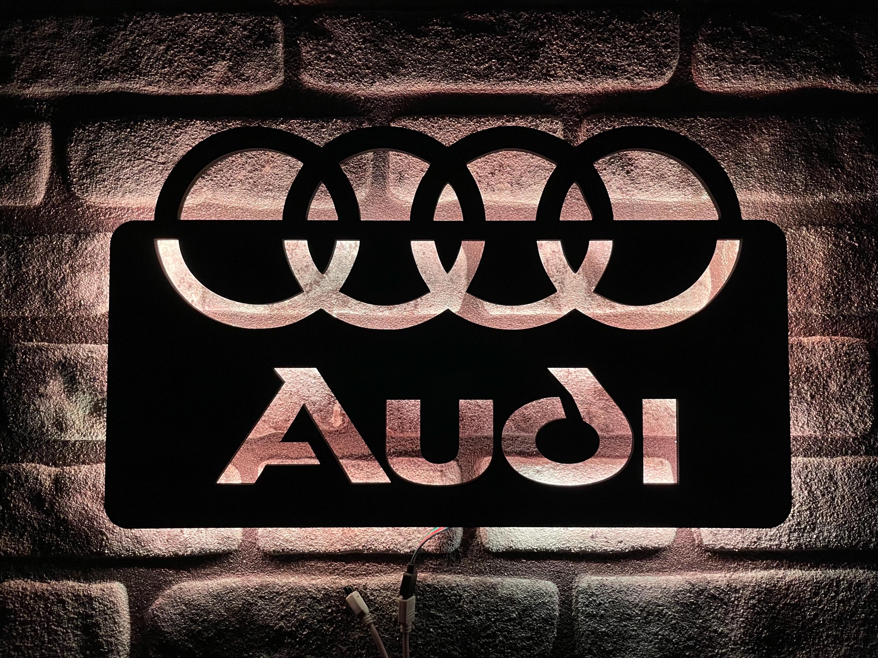 Audi Logo Led Sign, Audi Sign, Audi Rs Sign, Car Sign, Garage Decor, Man Cave Decor, Wall Decor ...