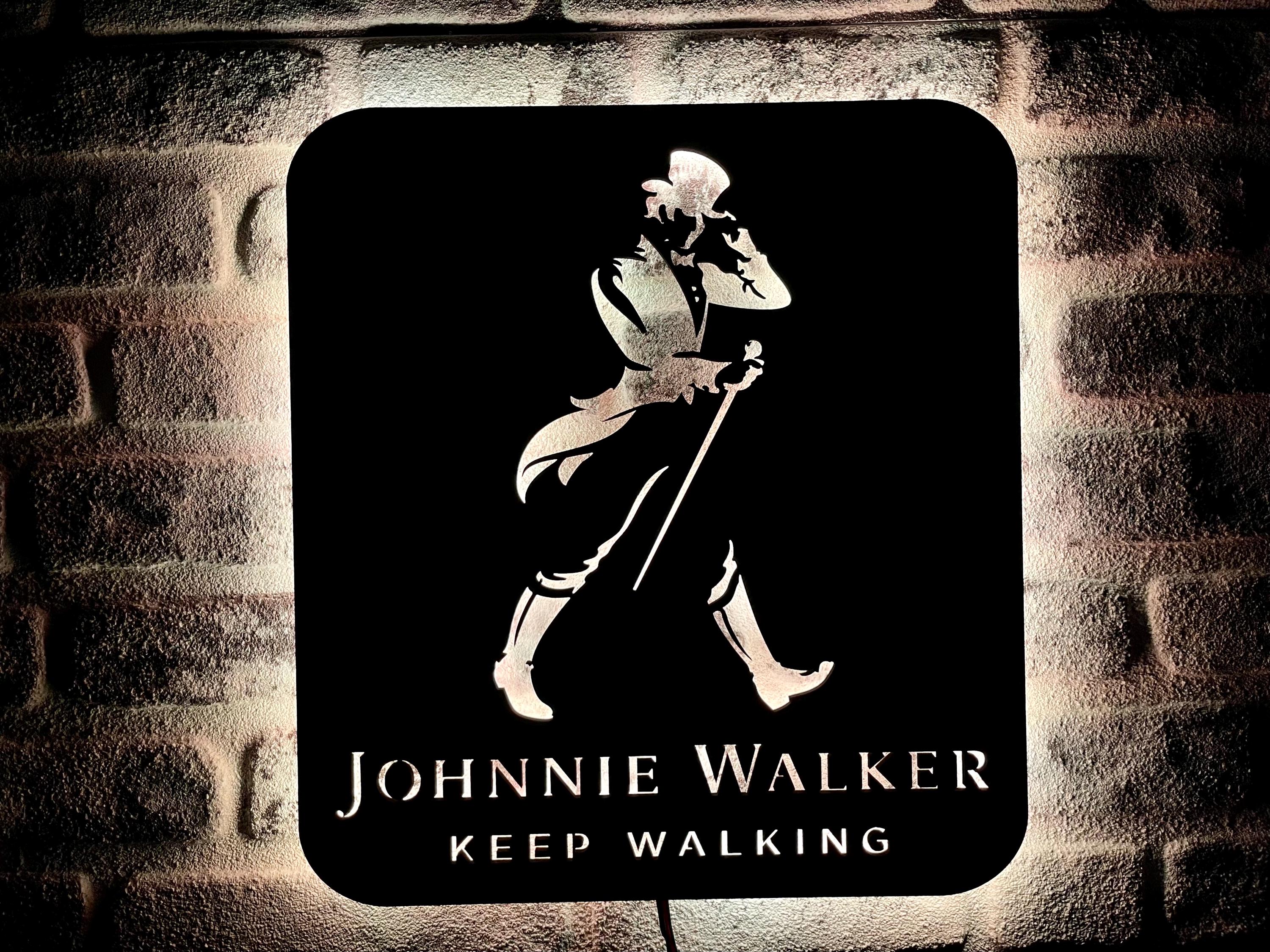 Johnnie Walker Lighted up Wall Art, RGB Led 16 COLORS Control Wooden ...