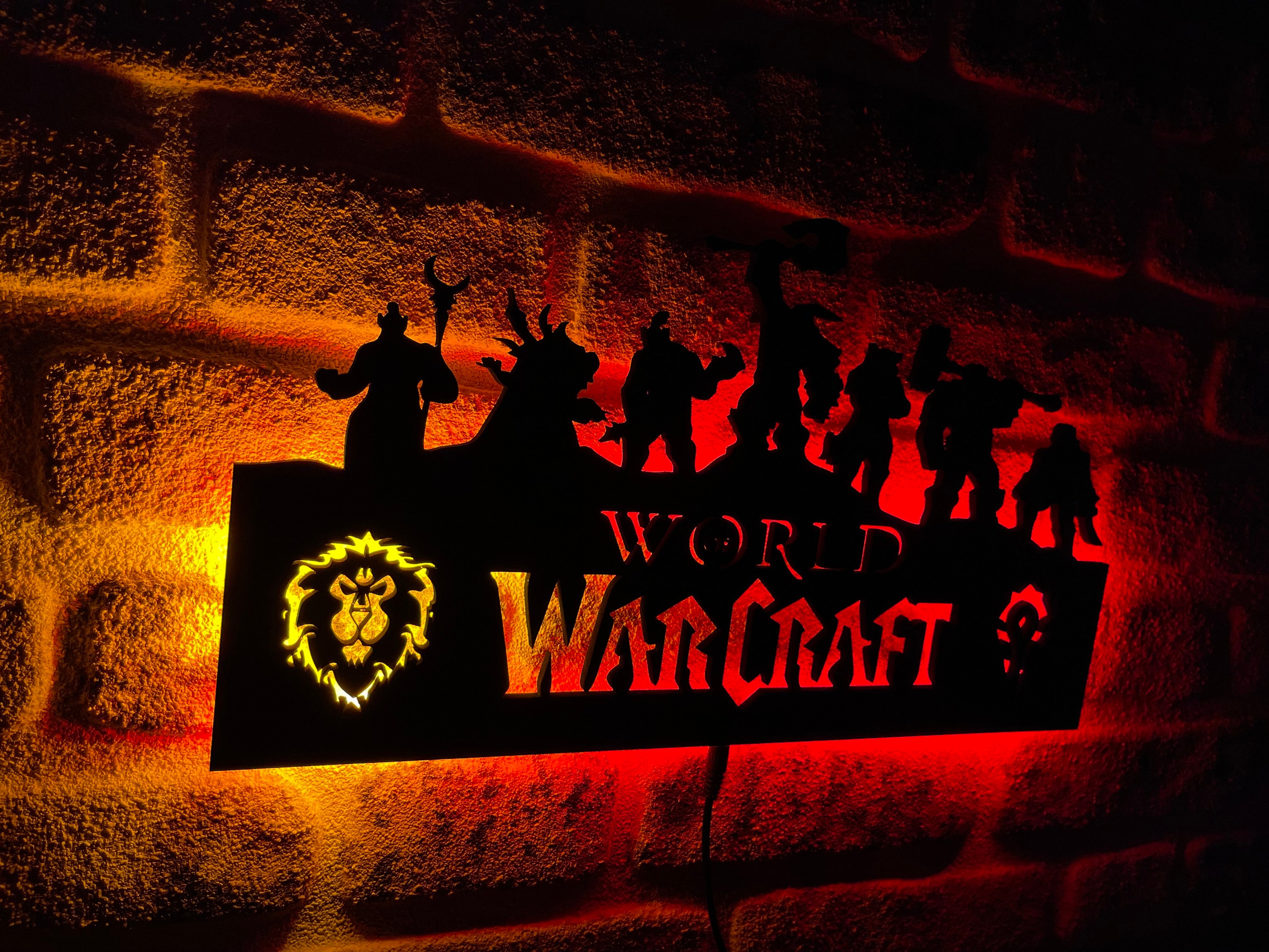 World of Warcraft Led Sign, World of Warcaft Led Light, Wood Wall Decor ...